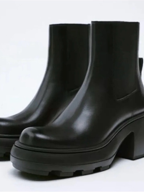 Zara | Shoes | Zara Black Chunky Lug Chelsea Heeled Boots | Poshmark